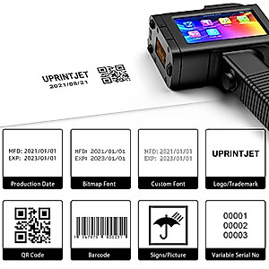 UPRINTJET Handheld Inkjet Printer B35 Print Height 0.098-1" Handheld Printer for Variable Data QRCode Barcode Logo Date Number Label Inkjet Printer with Solvent Quick Dry Ink for Almost Any Surfaces