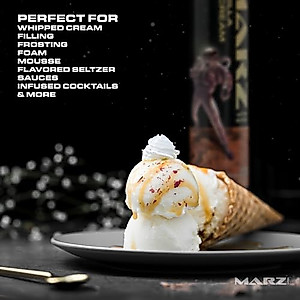 Marz Premium Whipped Cream Charger 640g 1.1L - Food Grade Nitrous Oxide Tank Pure Flavored N2O Chargers - For Any Standard Whipping Cream Dispenser – (6 Cylinders Vanilla Ice Cream)