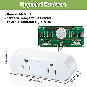 Temperature Controlled Outlet, Auto On 32°F/Off 50°F Thermostatically Controlled Outlet Switch, Thermostat Outlet Plug for Heater, Freeze Control Thermostat Outlet Cube for Cold Weather Farm Deicer