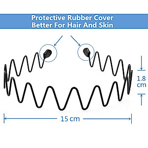 bodbop XINGZHE Metal Hair Band Men Headband Women's Fashion Elastic Stylish Sports Hairband Head Hoop with Non Slip Wavy Teeth, Black