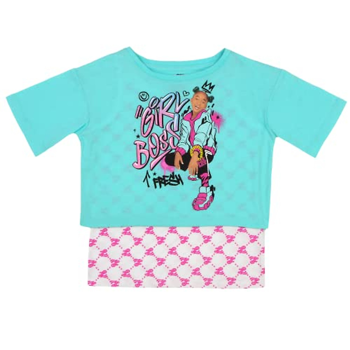 Nickelodeon That Girl Lay Lay Short Sleeve Tee and Tanktop 2-Pack for Girls, Lay Lay Girls T-Shirt and Tanktop 2-Pack Bundle (Aqua/White, 6/6X)