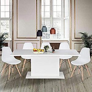COZYCASA Dining Chairs Modern Style Dining Chairs Mid Century DSW Chair Shell Lounge Plastic Chair for Kitchen Dining Living Room Side Chairs Set of 6, White
