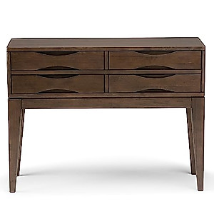 SIMPLIHOME Harper SOLID WOOD 40 inch Wide Mid Century Modern Hallway Console Sofa Entryway Table in Walnut Brown with Storage, 4 Drawers , for the Living Room, Entryway and Bedroom