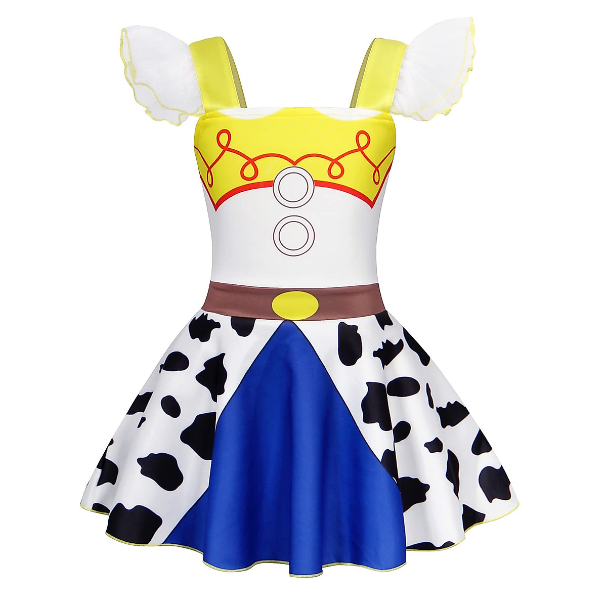 AmzBarley Girls Jessie Costume Dress Toddler Jessie Toy Story Costume Cowgirls Birthday Party Toy Halloween Story Fancy Outfit Preschool Role Play Dress Up Cosplay Dress Size 2T(1-2Years)
