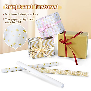 Cholancy 100 Sheets Tissue Paper for Gift Bags, 20'' x 14'' Christmas Tissue Paper for Gifts Wrapping,Gold Tissue Paper Bulk for Wedding Holiday Parties Decor