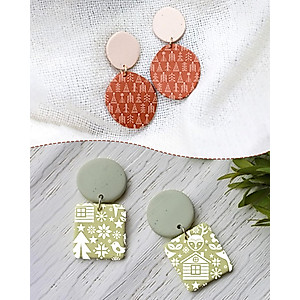 Puocaon Christmas Clay Silk Screen - 6 Design Resuable Clay Silk Screen Stencils for Polymer Clay, Christmas Sweater Polymer Clay Silk Sreen for Earrings, Christmas Ball Gift Silk Screen Stencil