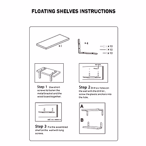 Giaford Wooden Floating Shelves Set of 2,Wall Shelves for Storage Display and Organization Farmhouse Shelf for Bedroom, Bathroom,Living Room and Kitchen