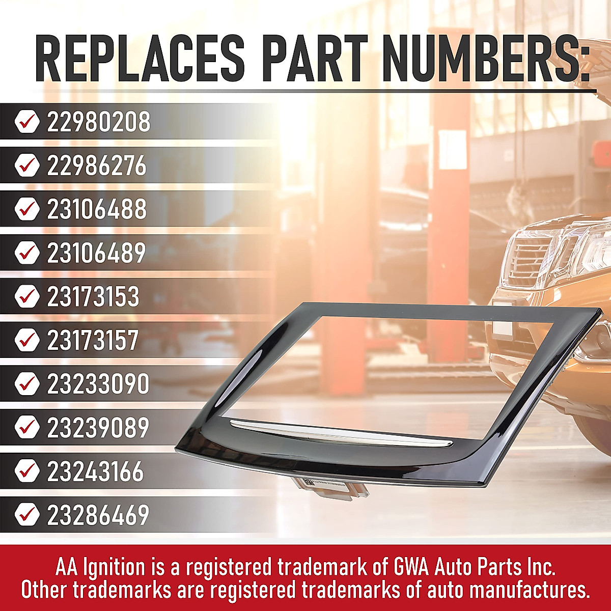 Replacement CUE Touch Screen Display - Compatible with Cadillac Vehicles - ATS, CTS, ELR, Escalade, ESV, SRX, XTS - Premium Gel-Free Infotainment Screen - Replaces Screens For 22980208, 22986276