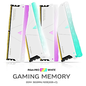 V-Color Prism Pro DDR4 16GB (8GBx2) 3600MHz (PC4-28800) CL18 RGB Gaming Desktop Ram Memory Module UDIMM Hynix IC Single Rank - White (TL8G36818D-E6PRWWK)