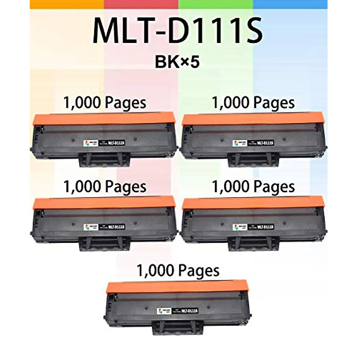 (Pack of 5) Compatible Replacement for Samsung MLT-D111S D111S 111S Toner Cartridge MLTS111S for Used in Printer Xpress M2020 M2020W M2022 M2022W M2024 M2026 M2070 M2070W M2078, by GTS