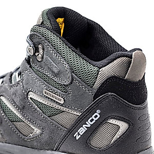 zanco Men's Waterproof MID-TOP Hiking Boots for Outdoor Trekking Camping Backpacking Grey