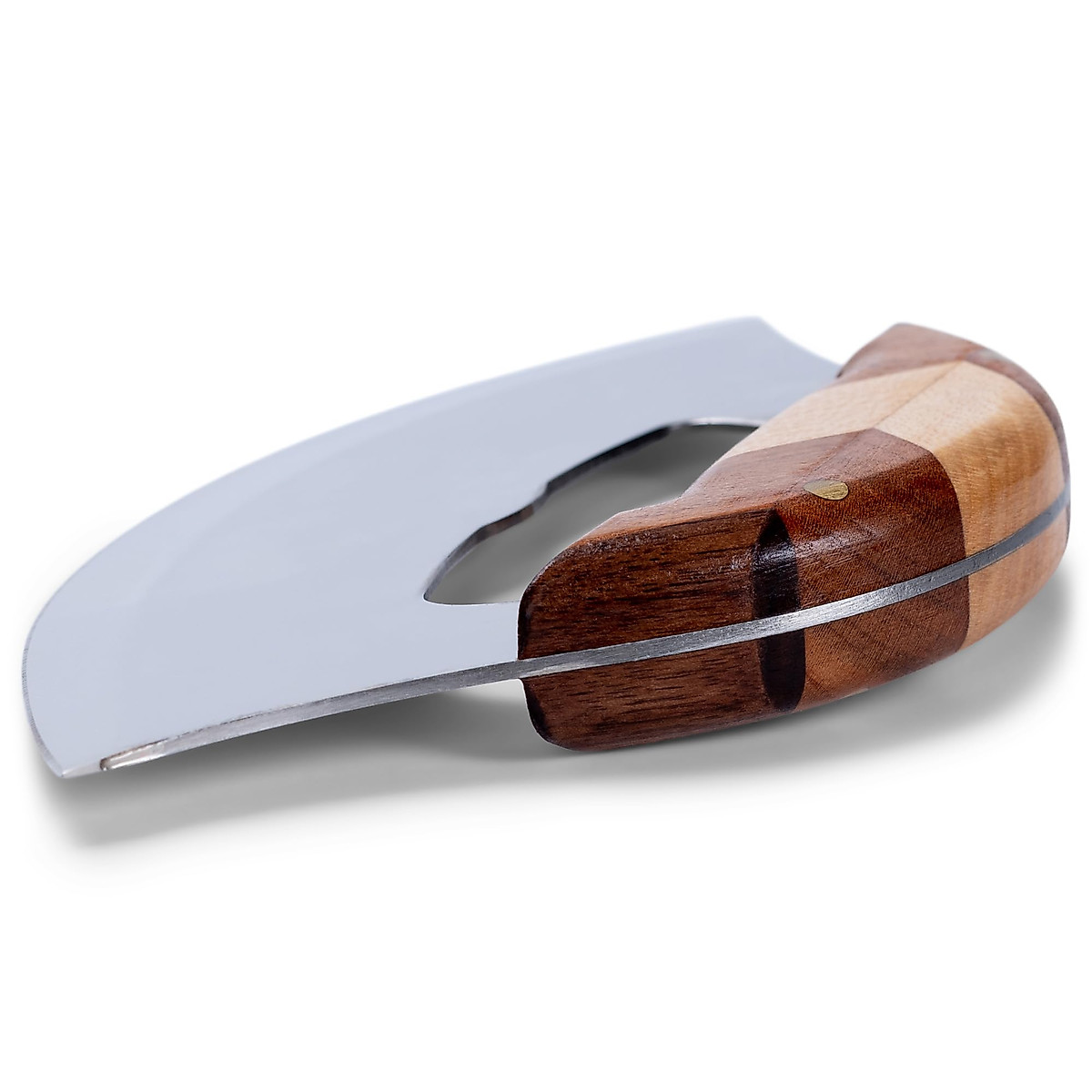 Elanze Designs 270 Wooden Handle Brown 6.5 Inch Wood and Stainless Steel Ulu Knife