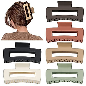 Sisiaipu 4 Inch Big Hair Clips 6 Pcs claw clips for Thick Hair Large Rectangular Claw Clips for Women and Girls Big Nonslip Acrylic Banana Jaw Clips Hair Accessories