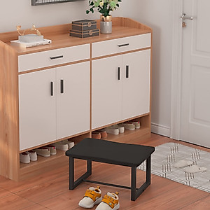 Itsst Wooden Step Stool with 500 Pounds, Wide Bed Step Stool for Adults，Black Wood Step Stool for Kitchen, Bedroom, Living Room, Bathroom