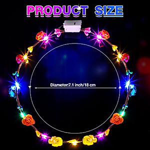 40 Pieces LED Flower Crown Light up Headband LED Hair Garlands Glow in The Dark Flower Crown LED Hair Wreath for Women Girls Brides Wedding Birthday Holiday Beach Party Hair Accessories