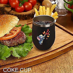 Butterfly Elephant Insulated Tumbler with Lid Stainless Steel Coffee Mug Cute Wine Tea Water Cup Black-style