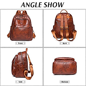 Chihutown Leather Backpack Purse, Large Capacity Casual Fashion Daypack for Women, Large Travel Bag (brown)