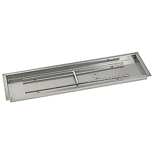American Fireglass Stainless Steel Drop-in Rectangular Fire Pit Pan and Burner –Durable, Easy Install and Removal, Even Burn – Must Have for Fire Glass Display, 48” x 14”