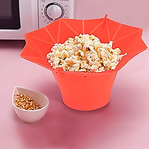 Silicone Popcorn Bowl, Red Folding Microwave Oven Popcorn Bowl DIY Silicone Popcorn Maker Machine Home Kitchen Tool for Home Housewife