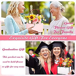 30 Pcs Flower Gift Bags Paper Bouquet Bags Rectangle Flower Box for Arrangements Waterproof Bouquet Box with Handles Florist Supplies for Valentine's Day Mother's Day Christmas (Black, Pink, White)