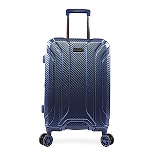 Brookstone Luggage Keane Spinner Suitcase, Metallic Blue, Carry-On