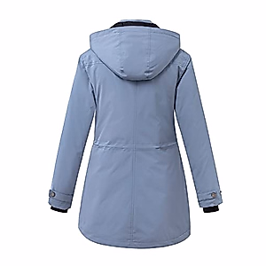 WenVen Women's Winter Puffy Coat Warm Thick Outerwear with Removable Hood(Blue, Large)