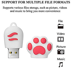 USB Flash Drives, 8GB / 16GB / 32GB / 64GB Waterproof USB 2.0 USB Memory Stick Data Storage Pendrive Thumb Drives (32GB, White Paw)