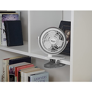 Comfort Zone Dual Base Combo Clip or Desk Fan, USB or Battery Powered, 4 inch, Single Speed Setting, Adjustable Tilt, Lightweight, Ideal for Home, Bedroom, Office, or Dorm, CZBT4GR