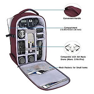 MOSISO Camera Backpack, DSLR/SLR/Mirrorless Photography Camera Bag 15-16 inch Waterproof Hardshell Case with Tripod Holder&Laptop Compartment Compatible with Canon/Nikon/Sony, Wine Red