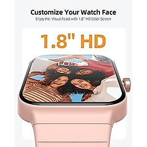 Parsonver Smart Watch for Women, Answer/Make Calls, Alexa Built-in, 1.8" HD Touch Screen Fitness Tracker 100+ Sports Modes IP68 Waterproof, Heart Rate Blood Oxygen Sleep Monitor for Android iOS, GOP01