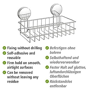 WENKO Static-Loc Plus Wall Osimo Bathroom Shelf No Drilling Required, Alloy Steel (PET) ABS Plastic, Chrome, 24 x 13 x 13,5 cm