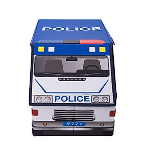 Clever Creations Collapsible Storage Organizer and Ottoman, Perfect Vehicle Themed Toy Chest for Storing Books, Shoes, Games and More, Police Car