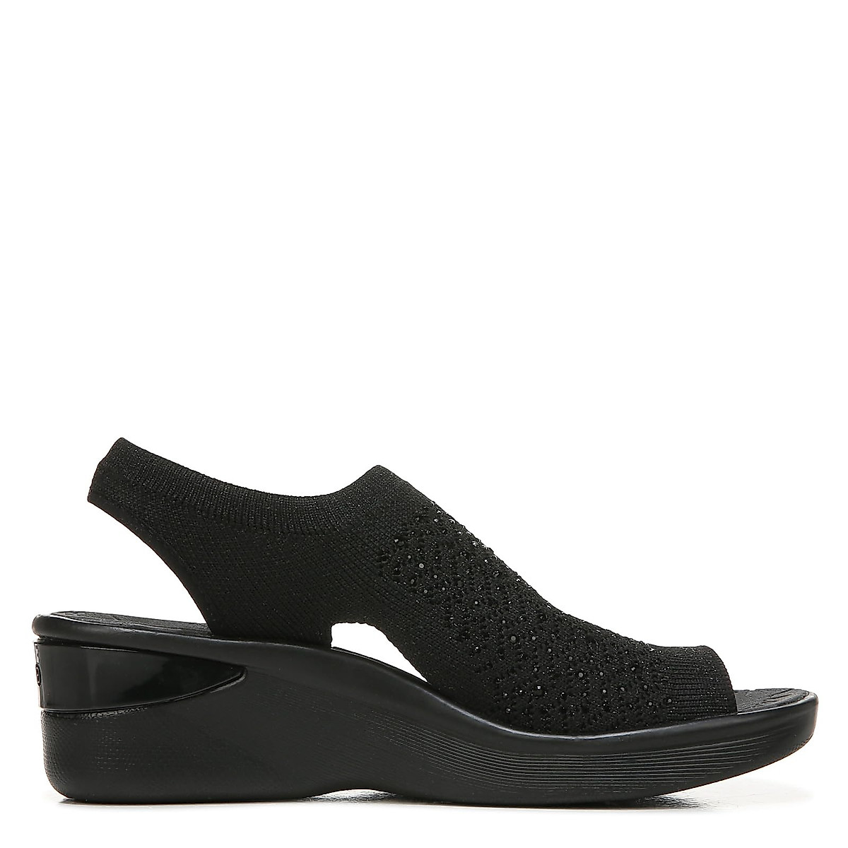 BZees Womens Star Bright Slingback Wedge Sandal, Black, 9 US