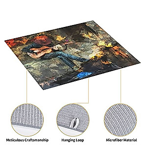 Musical Man Playing Guitar Printed Drying Mat For Kitchen Ultra Absorbent Microfiber Dishes Drainer Mats Non-Slip Silicone Quick Dry Pad - 18 X 16inch