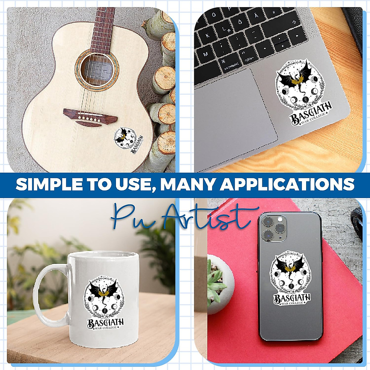 Fourth Wing Sticker Basgiath War College Decal Dragon Rider Violet Sorrengail Xaden Riorson Riders Quadrant Fantasy reader Bookish Vinyl Die Cut Sticker for Car Laptop Phone Bottle Guitar Helmet