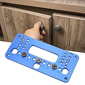 MISNODE Woodworking Jig Hole Opener Puncher Aluminum Alloy Hole Positioner Drill Guide Dowel Jig Kit Hole Punch Locator Kit Drill Jig Joinery Kit for Woodworking(Blue)