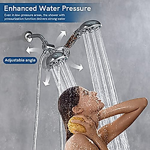 Fulgutonit Modern 9-Setting Shower Head with Handheld Combo, Polished Finish, Removes Chlorine and Harmful Substances