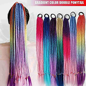 Large Hair Band Colorful Gradient Braided Ponytail Extention Hairstyle Hair Rope Accessories for Girls Wigs & Accessories 60 CM(27)