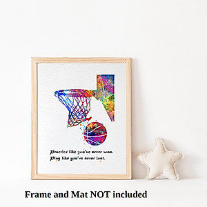Dignovel Studios 8X10 Unframed Basketball Training Practice Like You've Never Won Quotes Watercolor Art Print Inspirational Wall Art Housewarming Office Home Decor DN555