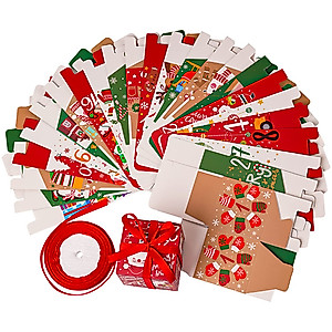 24 Pcs DIY Christmas Advent Calendar Boxes, 24 Days Advent Countdown Gift Boxes, Christmas Cardboard Number Boxes for Kids and Family, Xmas Holiday Decoration.