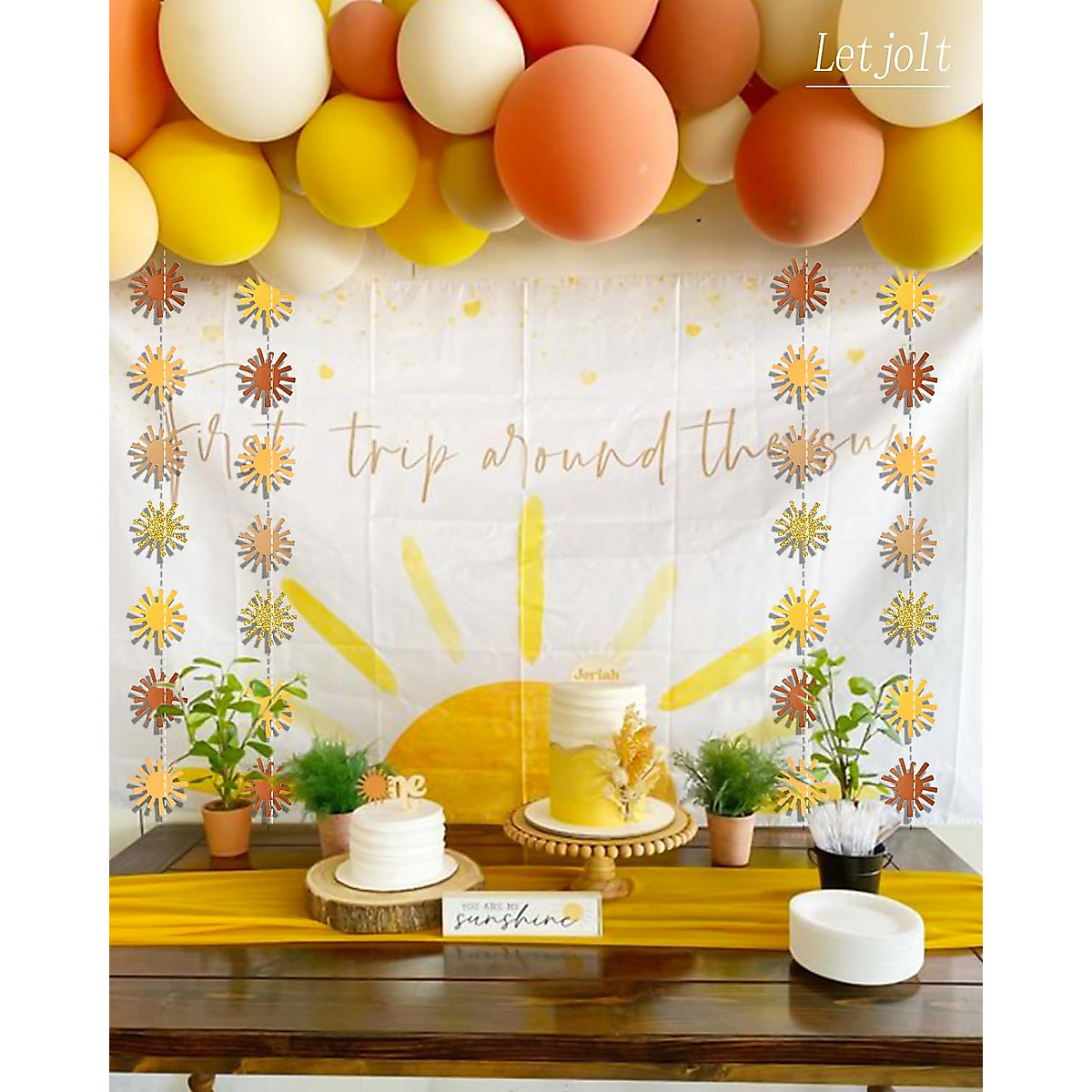 Letjolt Brown Glitter Sunshine Garland Sunny Banner Theme Birthday Party Supplies Hanging Baby Shower Wedding Classroom Nursery Decoration 2 pcs
