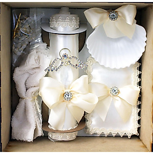 Handmade Angel Teardrop Wings Rhinestone Bling Mi Bautizo Wood Baptism Box Gift Set Rosary Candle Communion Espanol Nina Nino Favor