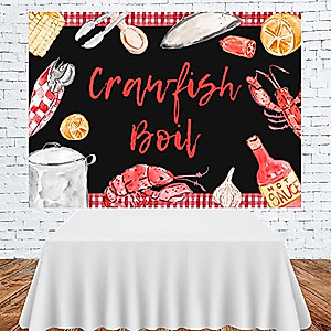 Lofaris Crawfish Boil Backdrop Sign Large Block Party Birthday Banner Decoration Crawfish Boil Party Supplies Photograph Background Indoor Outdoor Banner Decorations Cake Table Studio Props 7x5ft