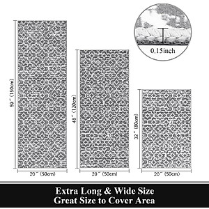 Ileading Kitchen Rugs Sets 3 Piece with Runner Soft Boho Kitchen Floor Mat Farmhouse Laundry Room Rugs and Mats Set Non Skid Washable for Kitchen Floor Office Sink Hallway