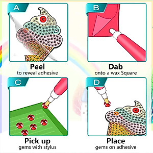 Gldmaoer 5D DIY Diamond Sticker Kids Painting Kit DIY Sticker Digital Diamond Painting Kit 5-12 Years Old Children Boys Girls Art Crafts Set (Bunny Stickers F9)