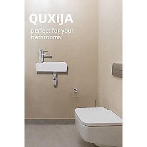 QUXIJA Ceramic Liberty Wall Mount Sink, Rectangle Small Bathroom Sink,Classic Look and Save Space,Right/Left Hand (Left Hand)