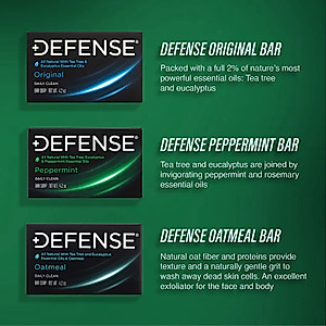 Defense Soap All Natural Peppermint Bar Soap for Men | Made by Wrestlers with Tea Tree Oil & Eucalyptus Oil to Promote Healthy Skin