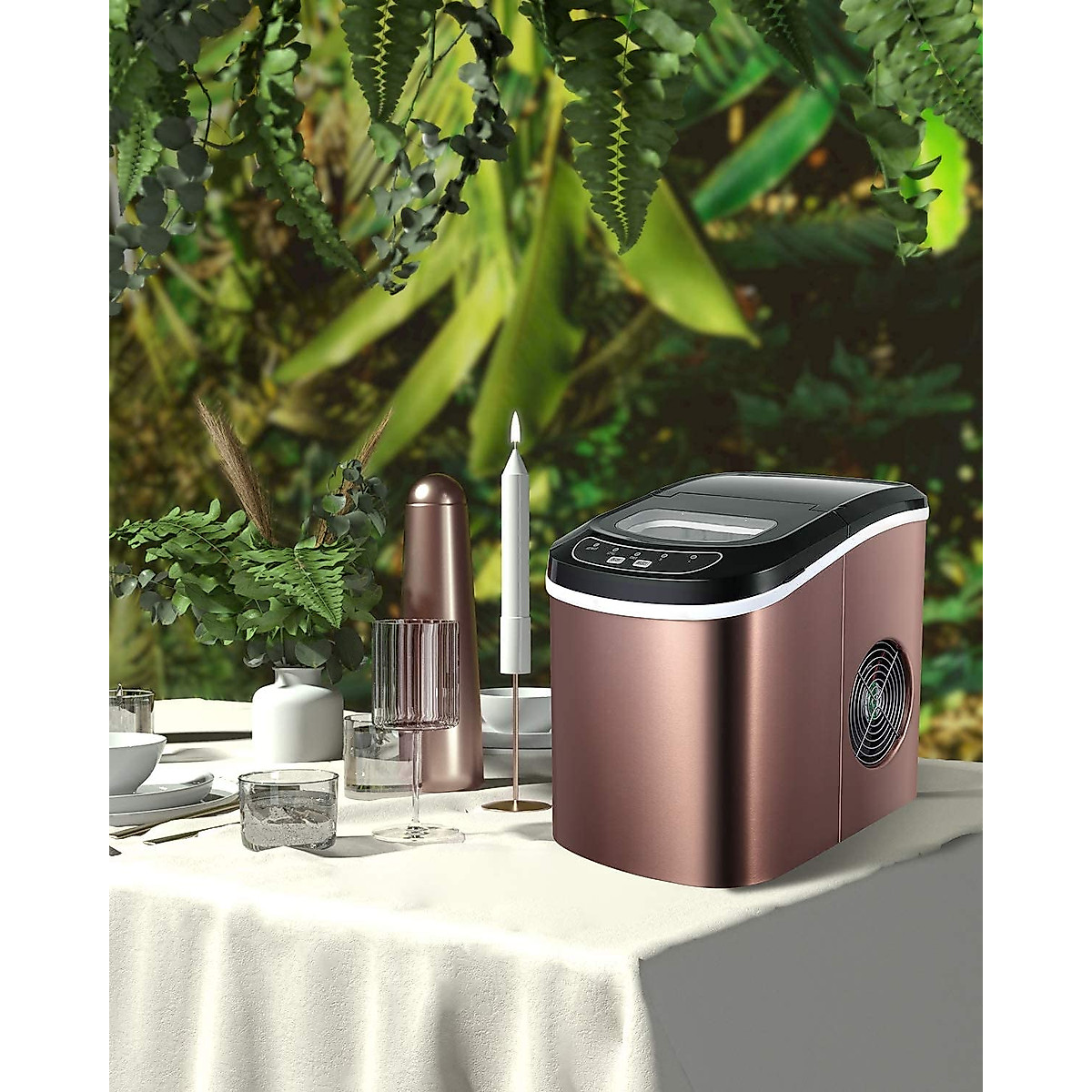 SOUKOO Ice Makers Countertop 26lbs/24h Portable Ice Maker (Bronze Stainless Steel)………