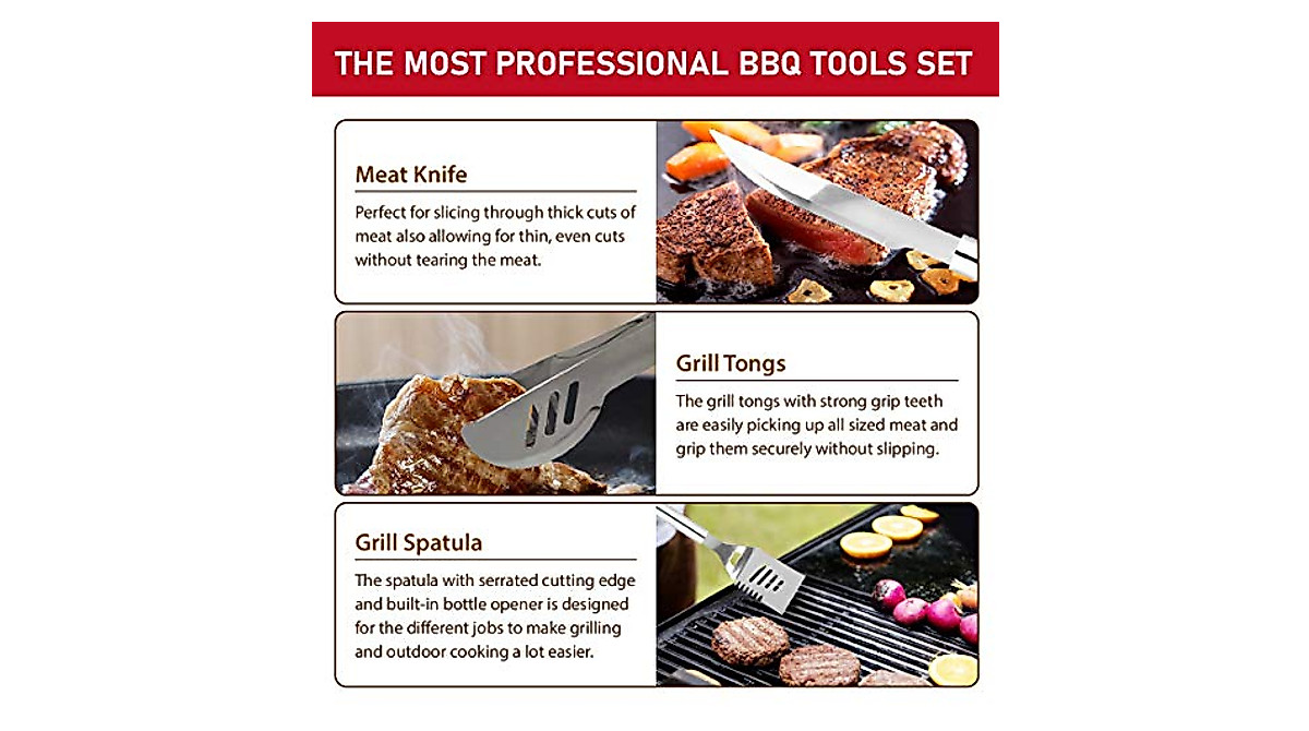 HUSSAR 34PCS BBQ Grill Tools Set | Durable Stainless Steel Accessories