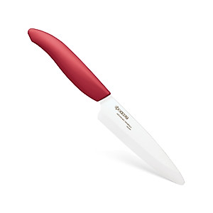 Kyocera Advanced Ceramic Revolution Series 4.5-inch Utility Knife, Red Handle, White Blade